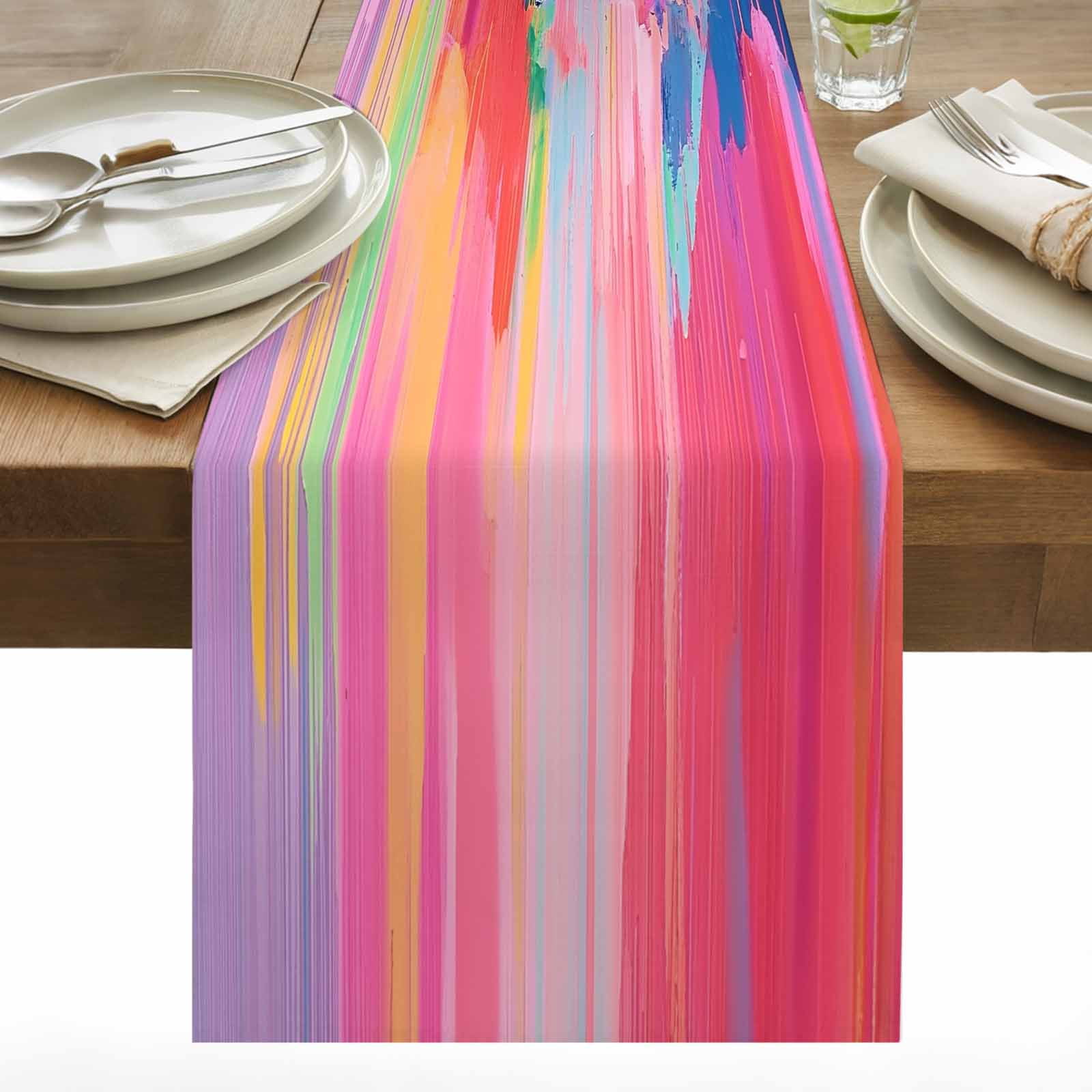 Colorful Abstract Table Runner 13x36 inch Multicolor Fantasy Cotton ...