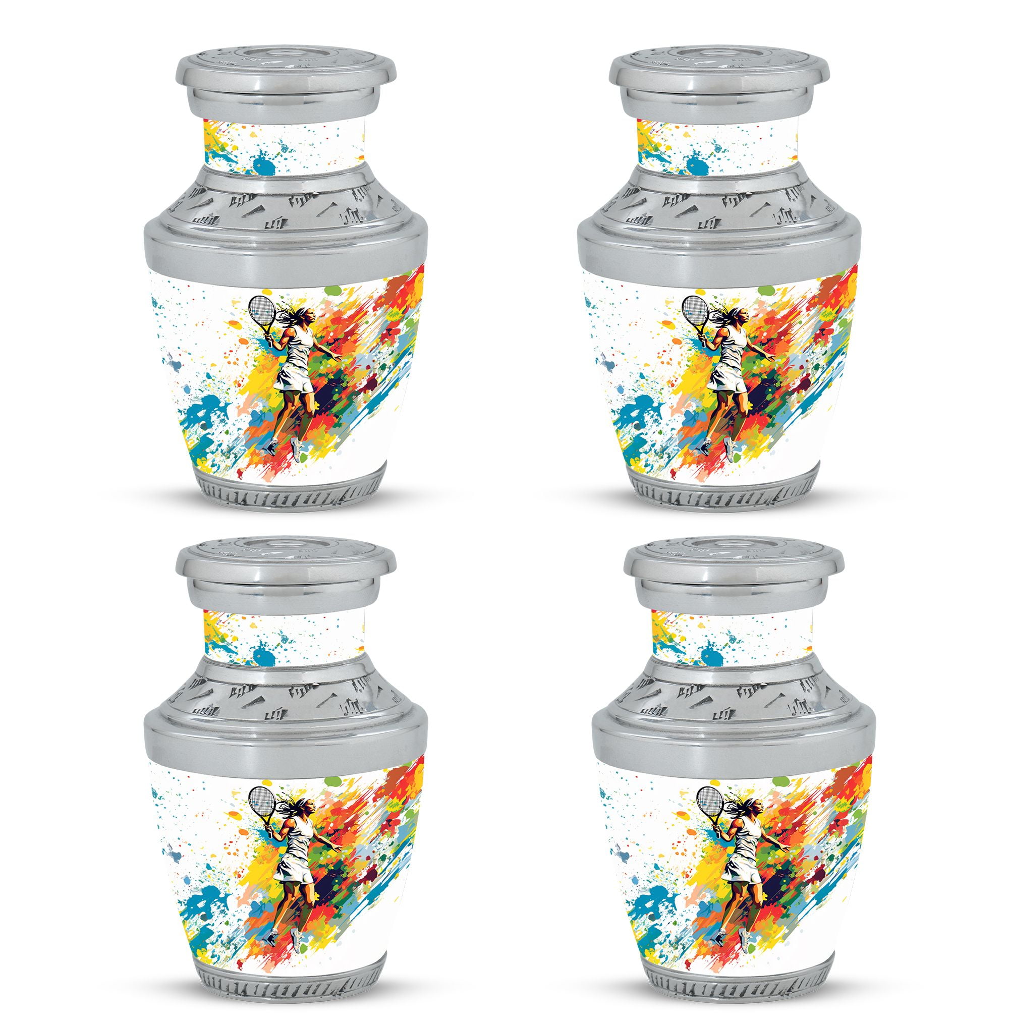 Colorful Abstract Tennis Player Small Memorial Urn for Precious ...