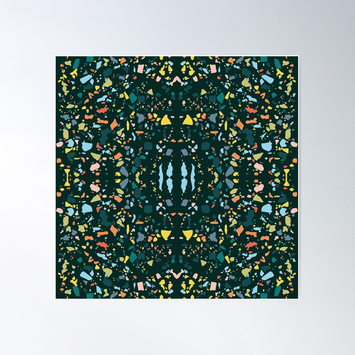 Colorful Abstract Terrazzo Dark Green Blue Granite Pattern Poster Wall ...