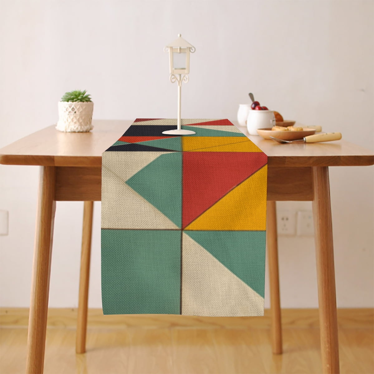 Colorful Abstract Vibrant Geometric Shapes Table Runner, Seasonal Fall ...