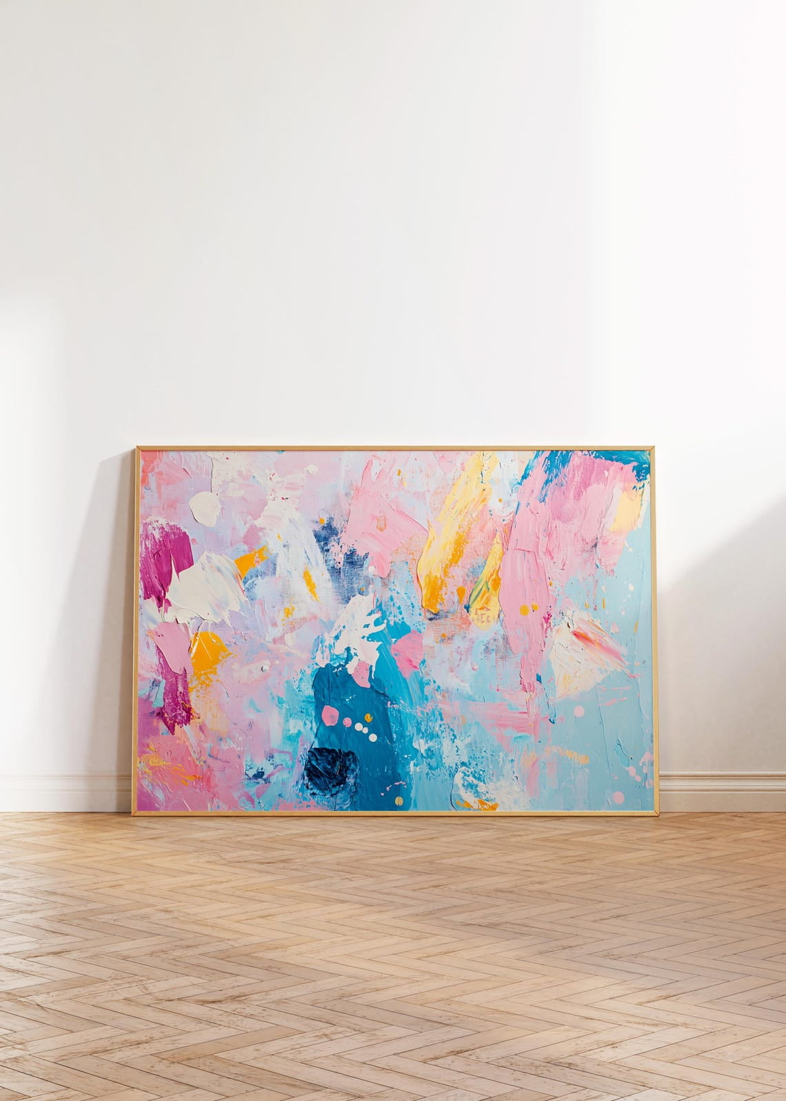 Colorful Abstract Wall Art, Preppy Modern Print, Soft Pastel Acrylic ...