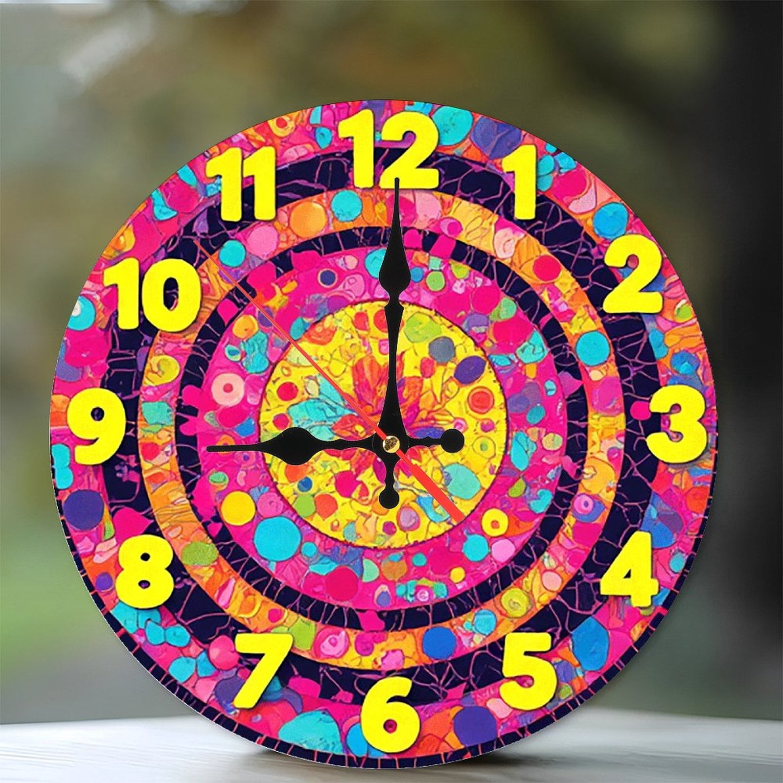 Colorful Abstract Wall Clock Psychedelic Art Home Decor 10-Inch Silent ...