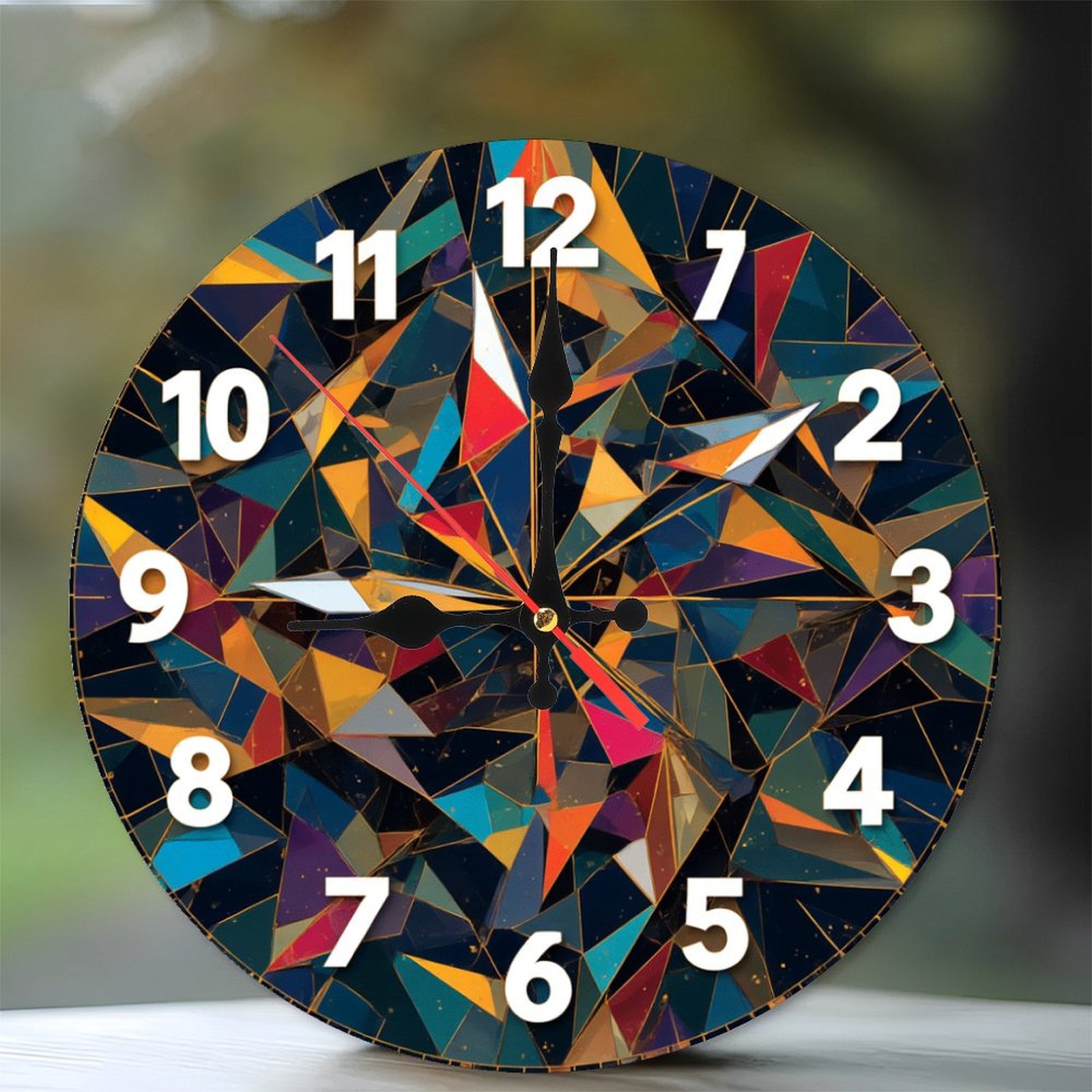 Colorful Abstract Wall Clock for Home Decor 10-Inch Silent Wooden Wall ...