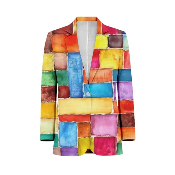 Colorful Abstract Watercolor Blocks Men Blazers Slim Clothing Summer ...
