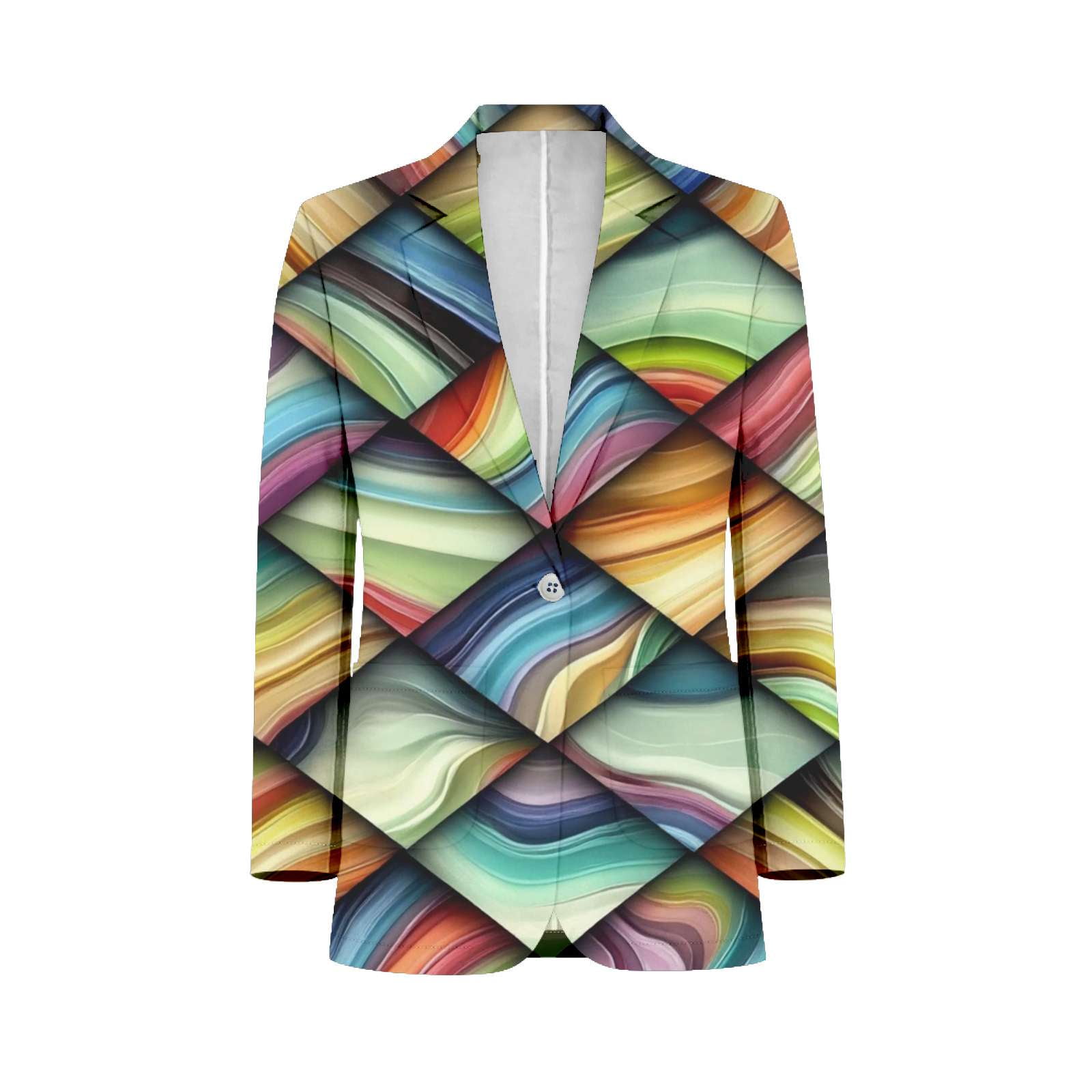 Colorful Abstract Wavy Pattern Design Mens Suits Shawl Collar Slim Fit ...