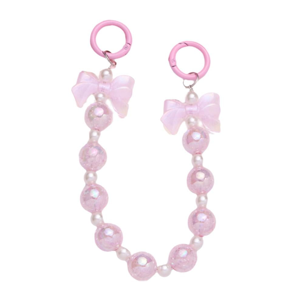 Colorful Acrylic Bead Chain Key Pendant Gradient Bow Accessory Keychain ...