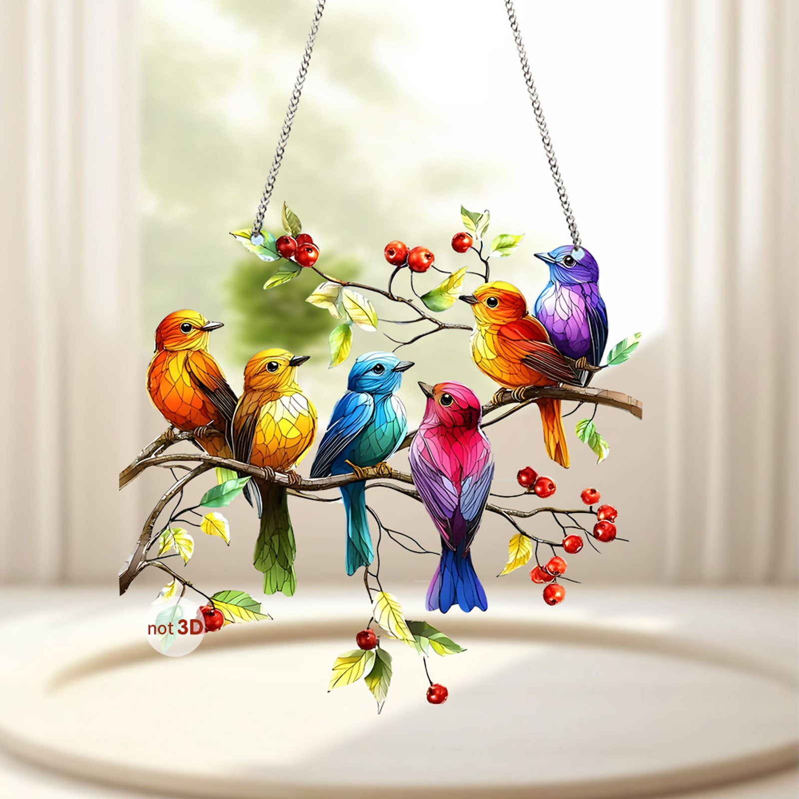Colorful Acrylic Bird Pendant Chain Window Hanging, Window Hanging ...