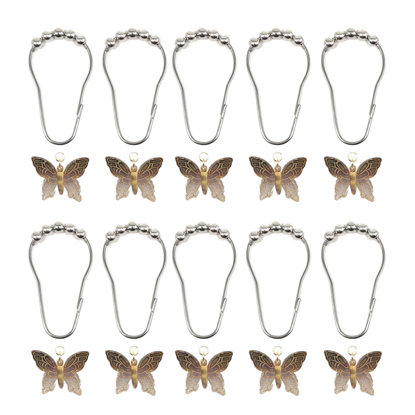 Colorful Acrylic Butterfly Shower Curtain Hooks 10Pcs Rustproof Smooth ...