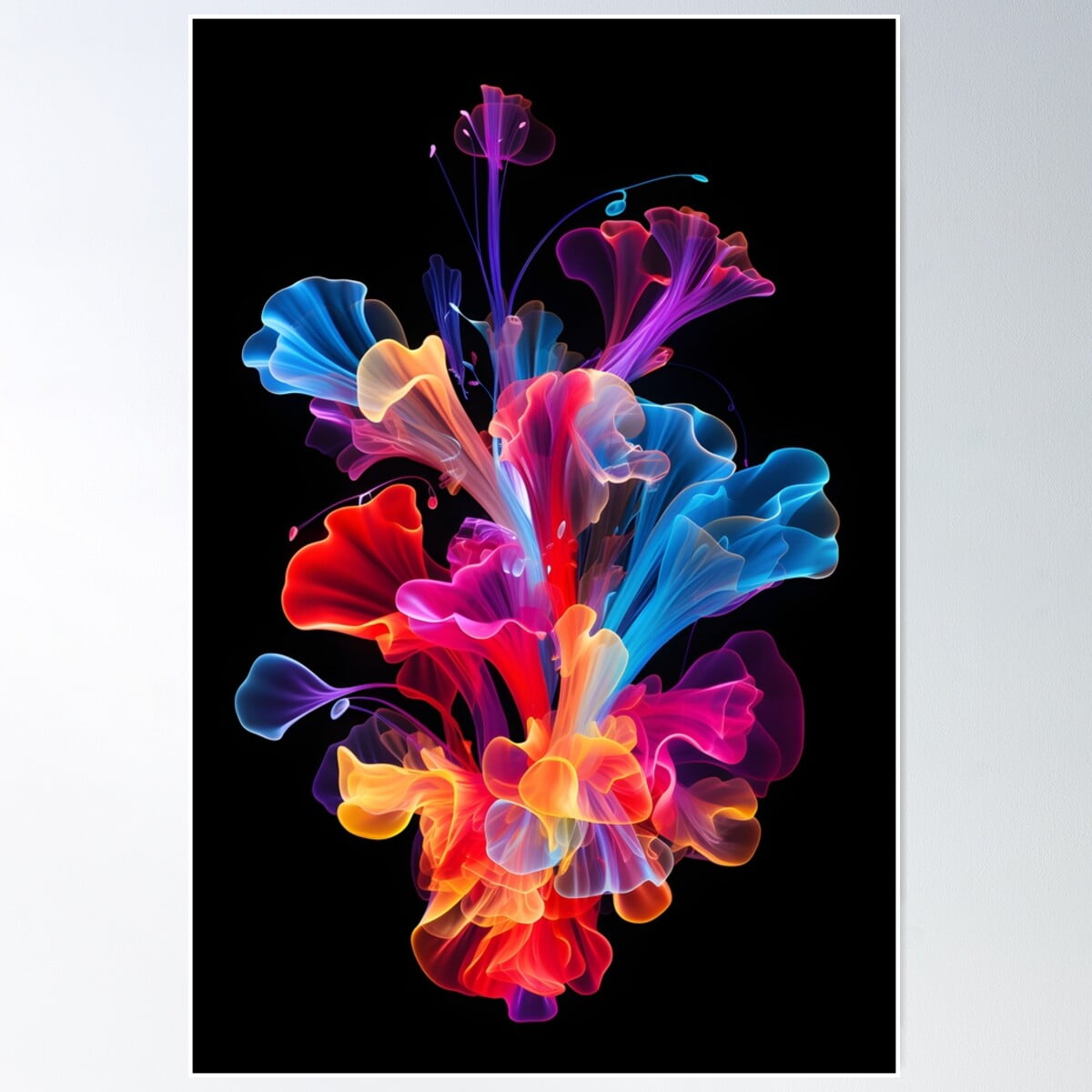 A Very Colorful Acrylic Painting Image Of Bioluminescent Flowers In The ...