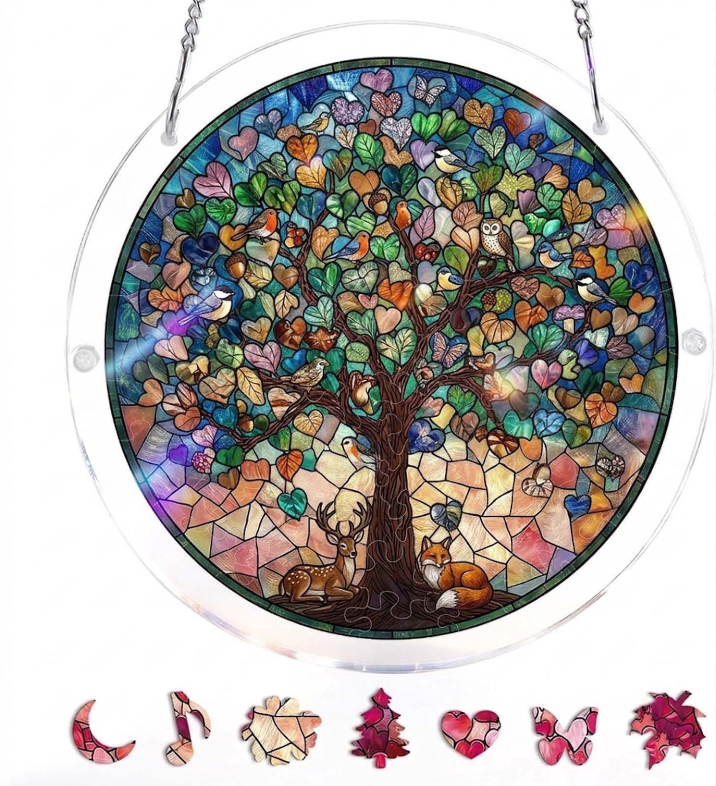 Colorful Acrylic Puzzle Hanging Ornament DIY Suncatcher Window Decor ...