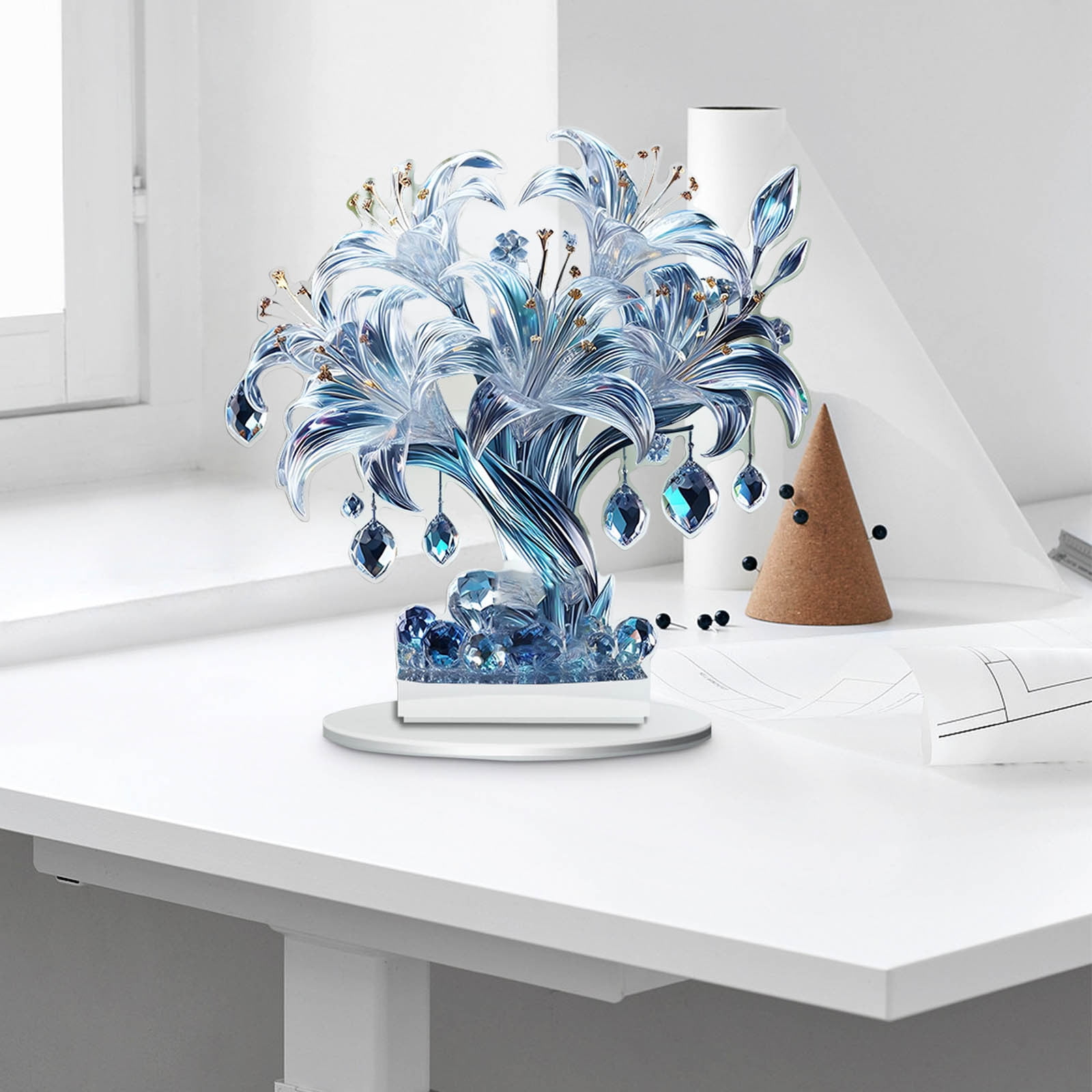 Colorful Acrylic Rose Study Decoration - Desktop Tabletop Ornament for ...