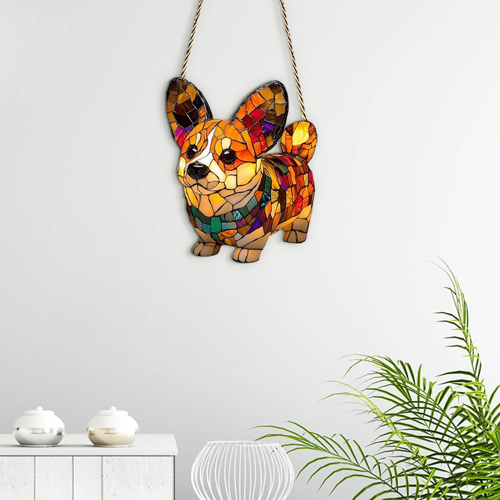 Colorful Acrylic Suncatcher Dachshund Gifts, Stained Glass Dog Hanging ...