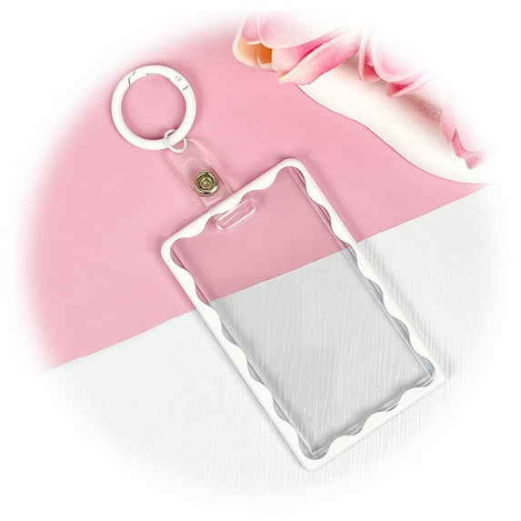 Colorful Acrylic Transparent Wave Card Holder with Pendant Keychain ...