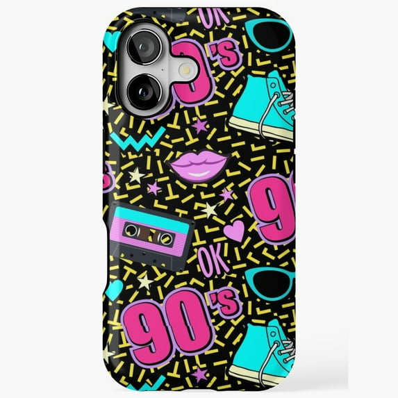 Colorful Aesthetic 90s Pattern Retro Vibe Tough iPhone Case with iPhone ...