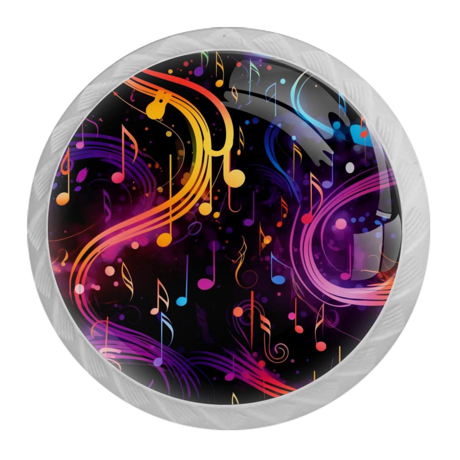 Colorful Aesthetic Notes Round Crystal Cabinet Knobs - 35mm Glass Pulls ...