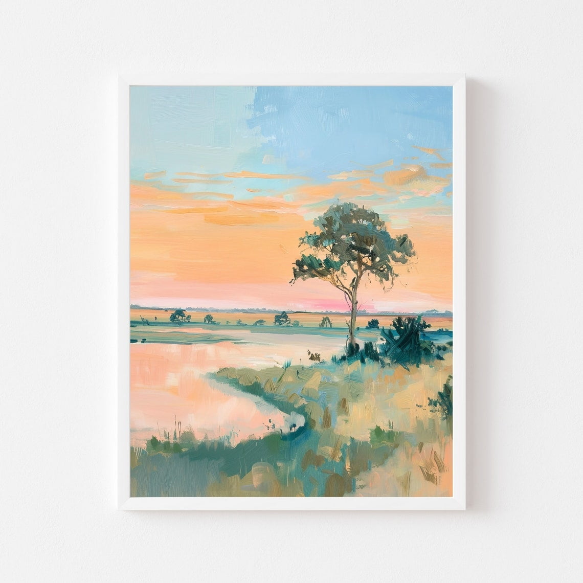 Colorful African Savanna Landscape Painting Pastel Grassland Wall Art ...
