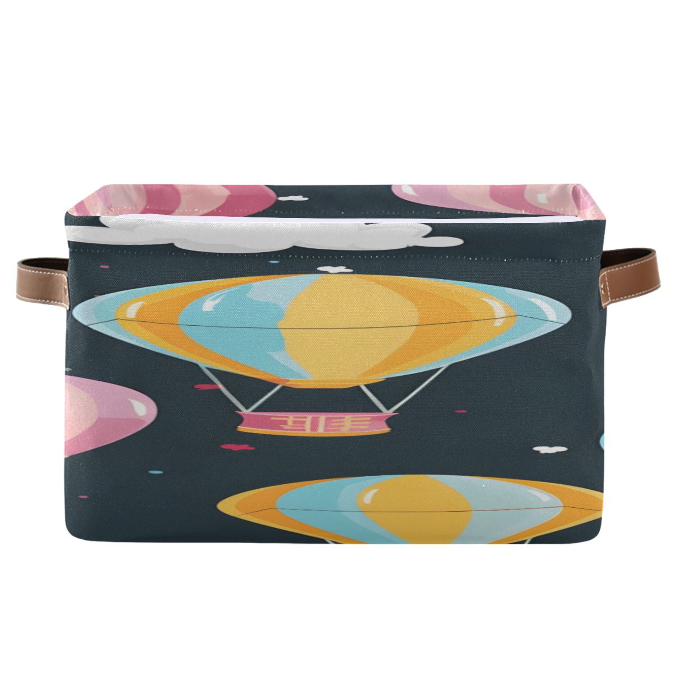 Colorful Air Balloons White Clouds Square Storage Bins with Handles ...