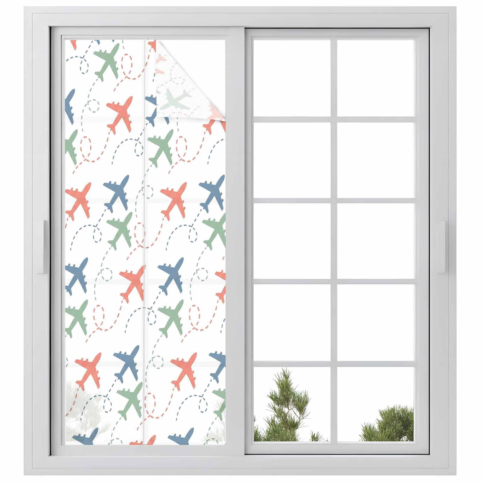 Colorful Airplane Window Privacy Film, Modern Abstract Cartoon Striped ...