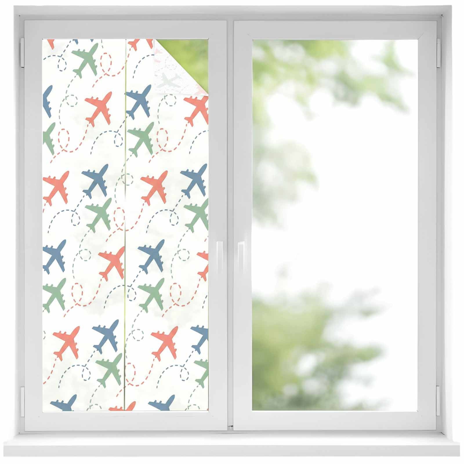 Colorful Airplane Window Privacy Film, Modern Abstract Cartoon Striped ...