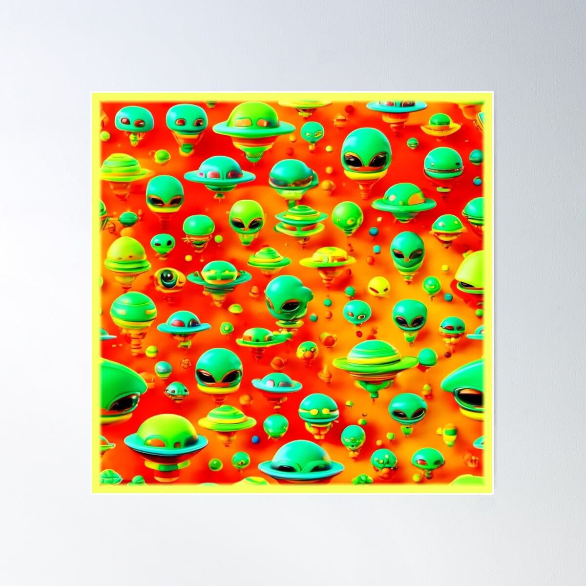 Colorful Alien 3D Animation Poster Wall Art, Modern Wall Decor For ...