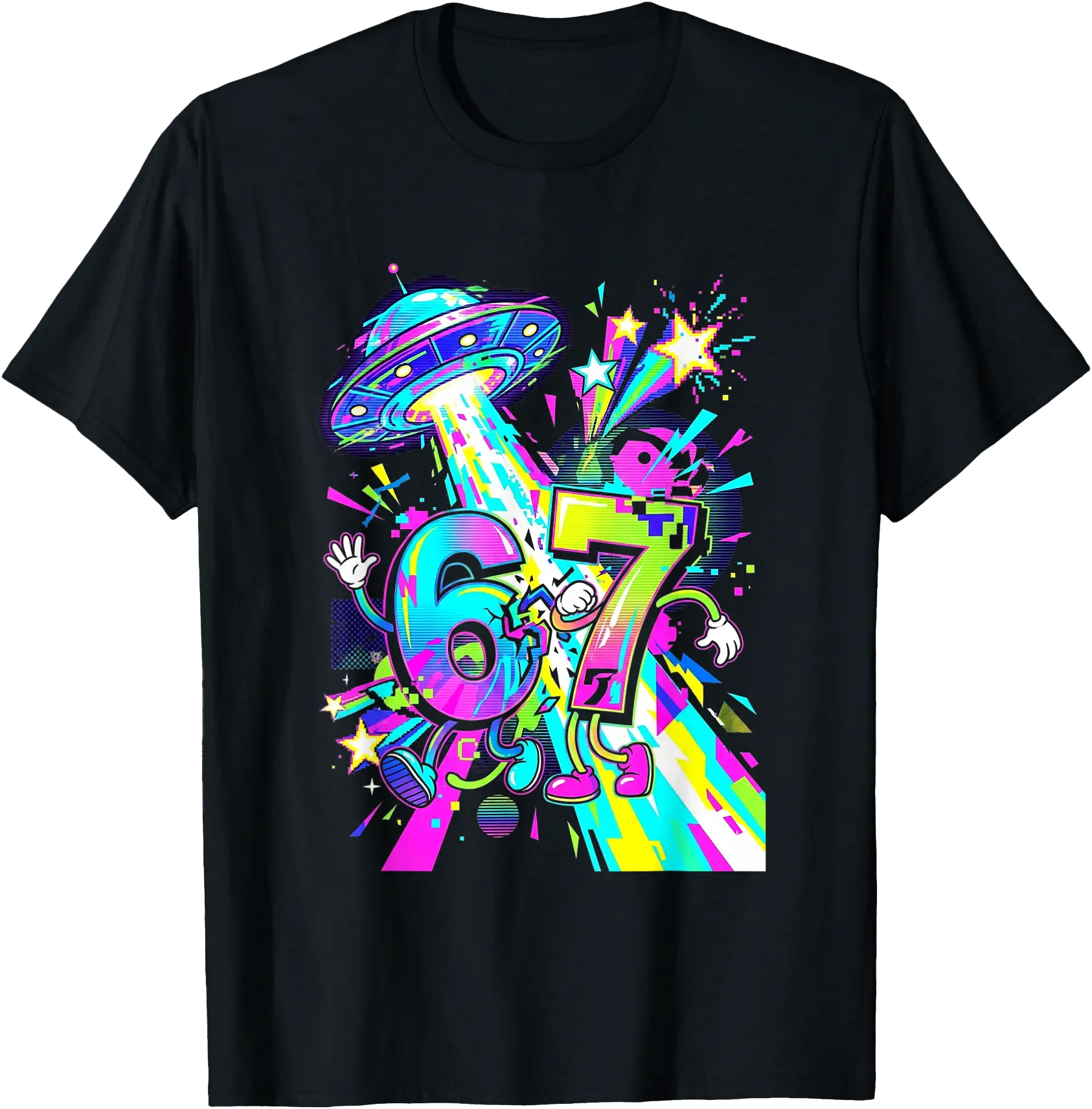 Colorful Alien Abduction Retro T-Shirt for Funny Math Humor and Meme ...