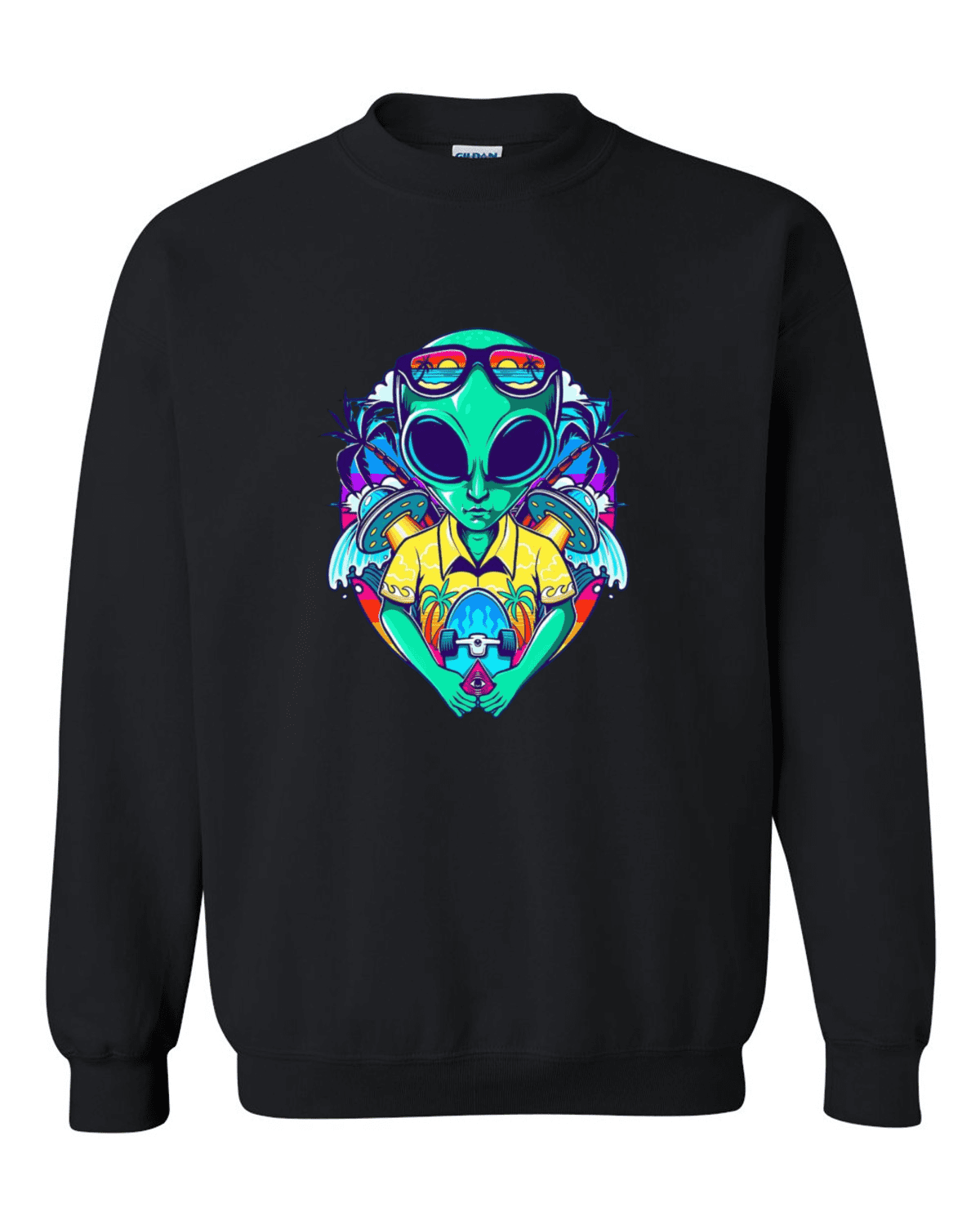 Colorful Alien Head with Psychedelic Light Lines Glow Theme Vibe ...