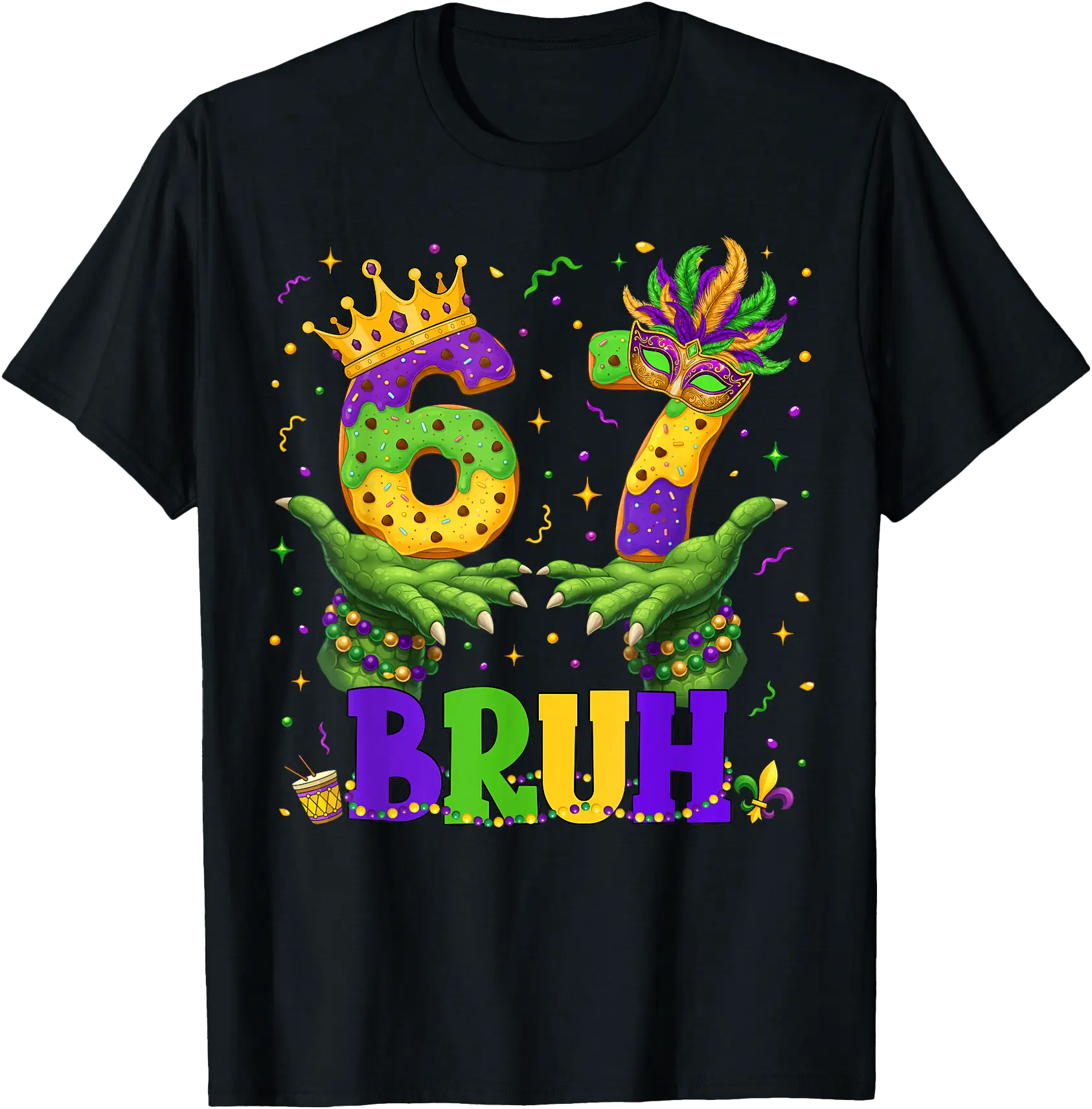 Colorful Alligator Crown Mask Graphic T-Shirt for Mardi Gras Carnival ...