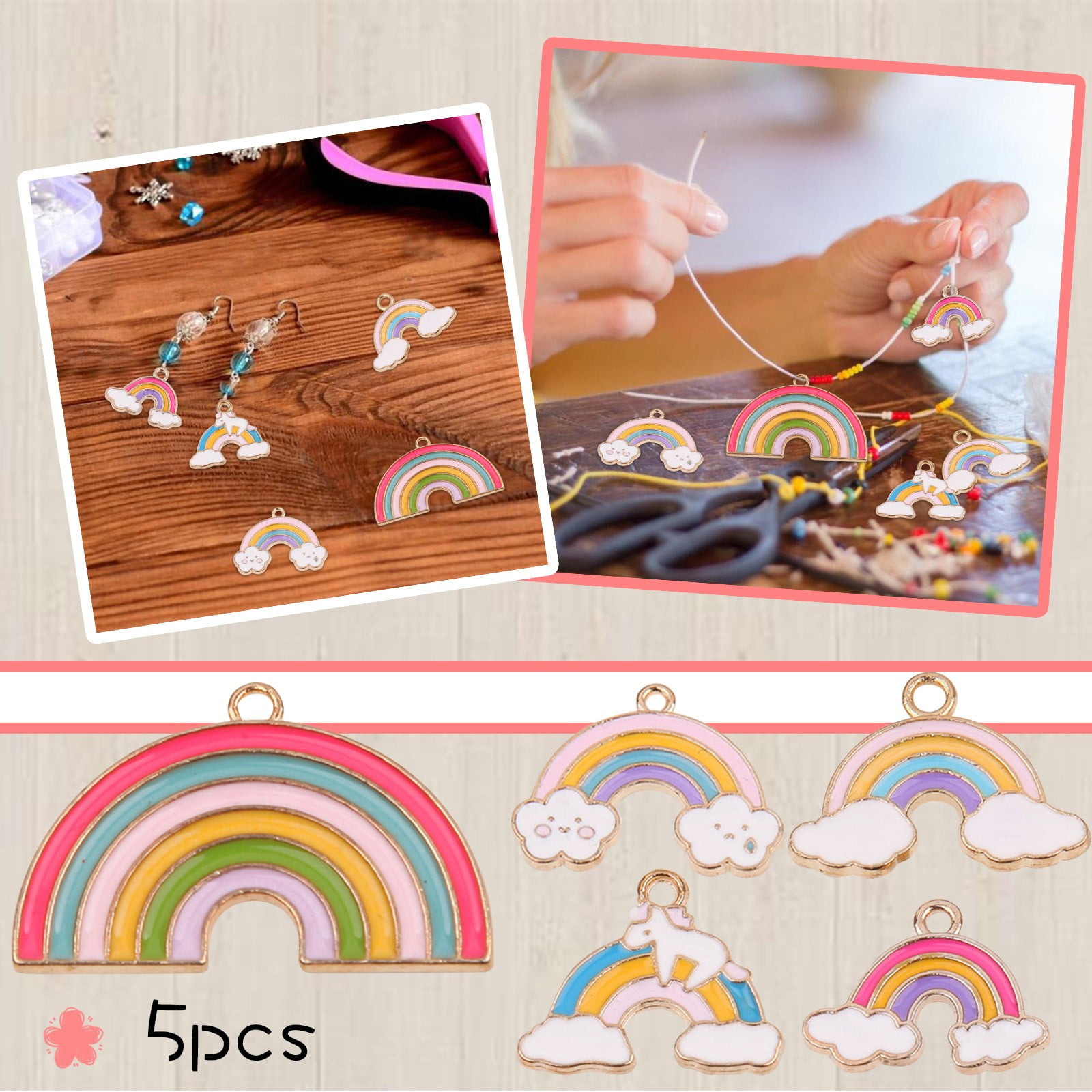 Colorful Alloy 5Pc Bracelet Dripping Accessories Pendant Rainbow Oil ...