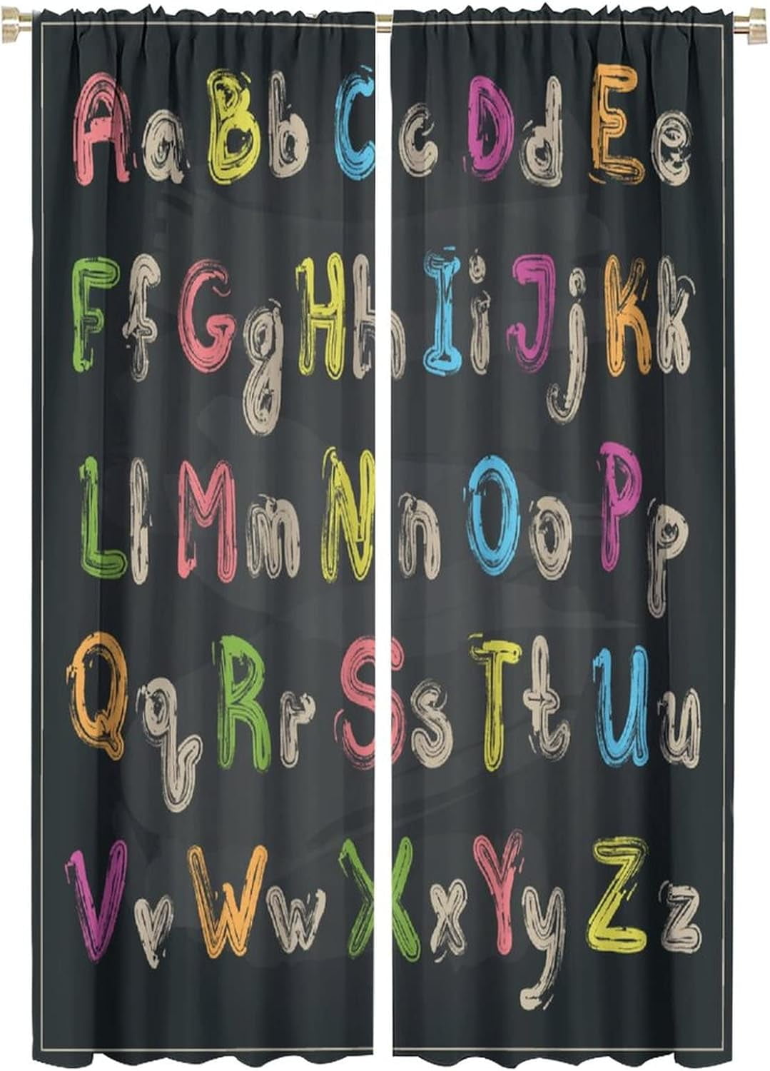Colorful Alphabet Blackout Curtains Fun Educational Learning Tool Art ...