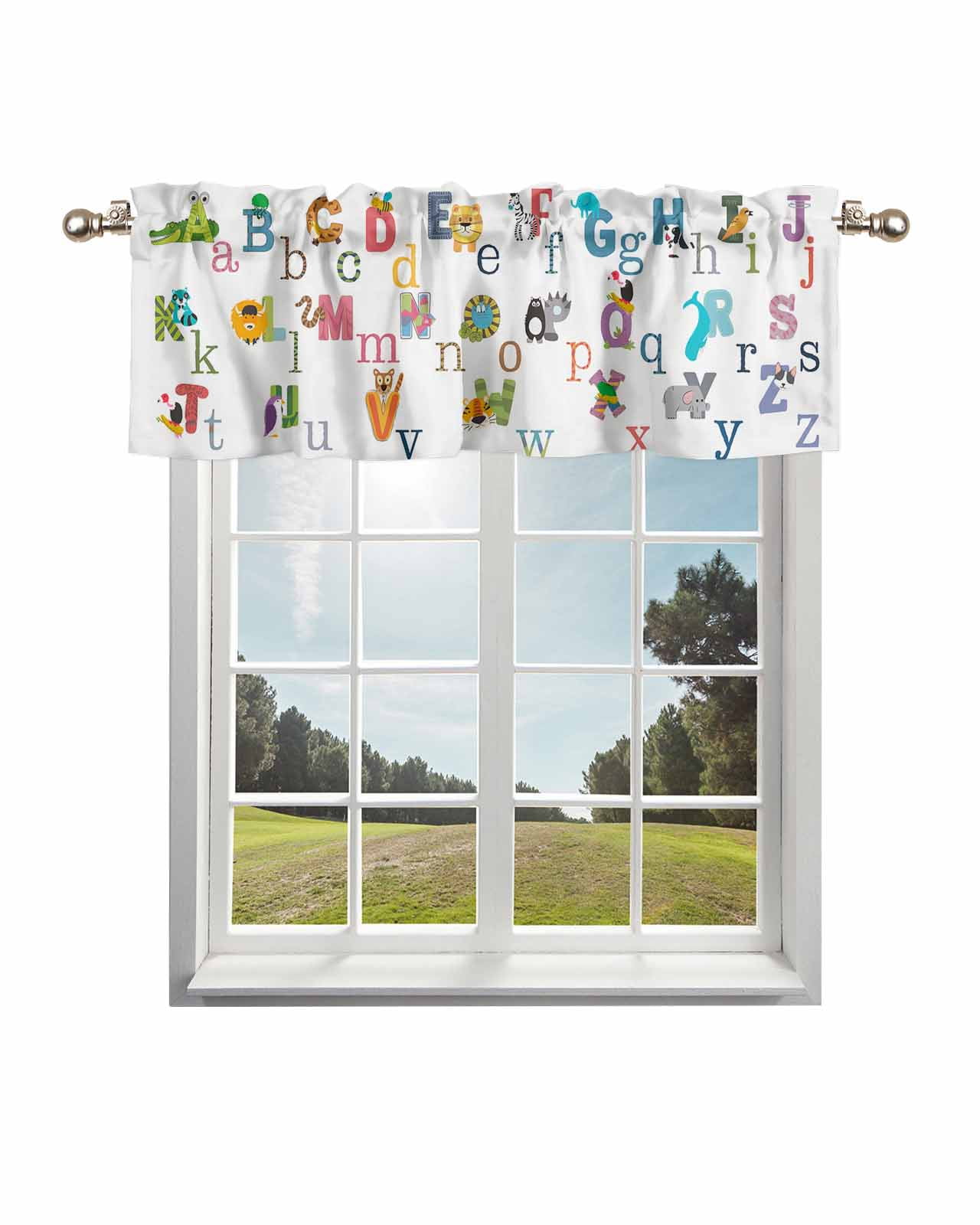 Colorful Alphabet Curtain Valance for Windows/Living Room/Kitchen ...