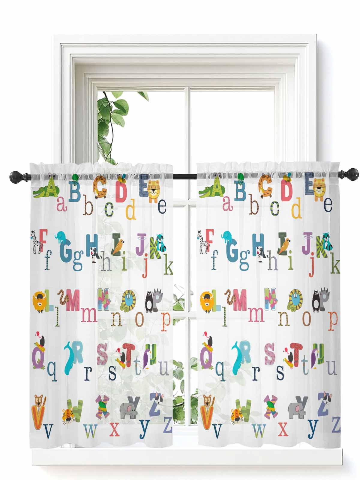 Colorful Alphabet Curtains 54 Inch Length, Sheer Curtains for Bedroom ...