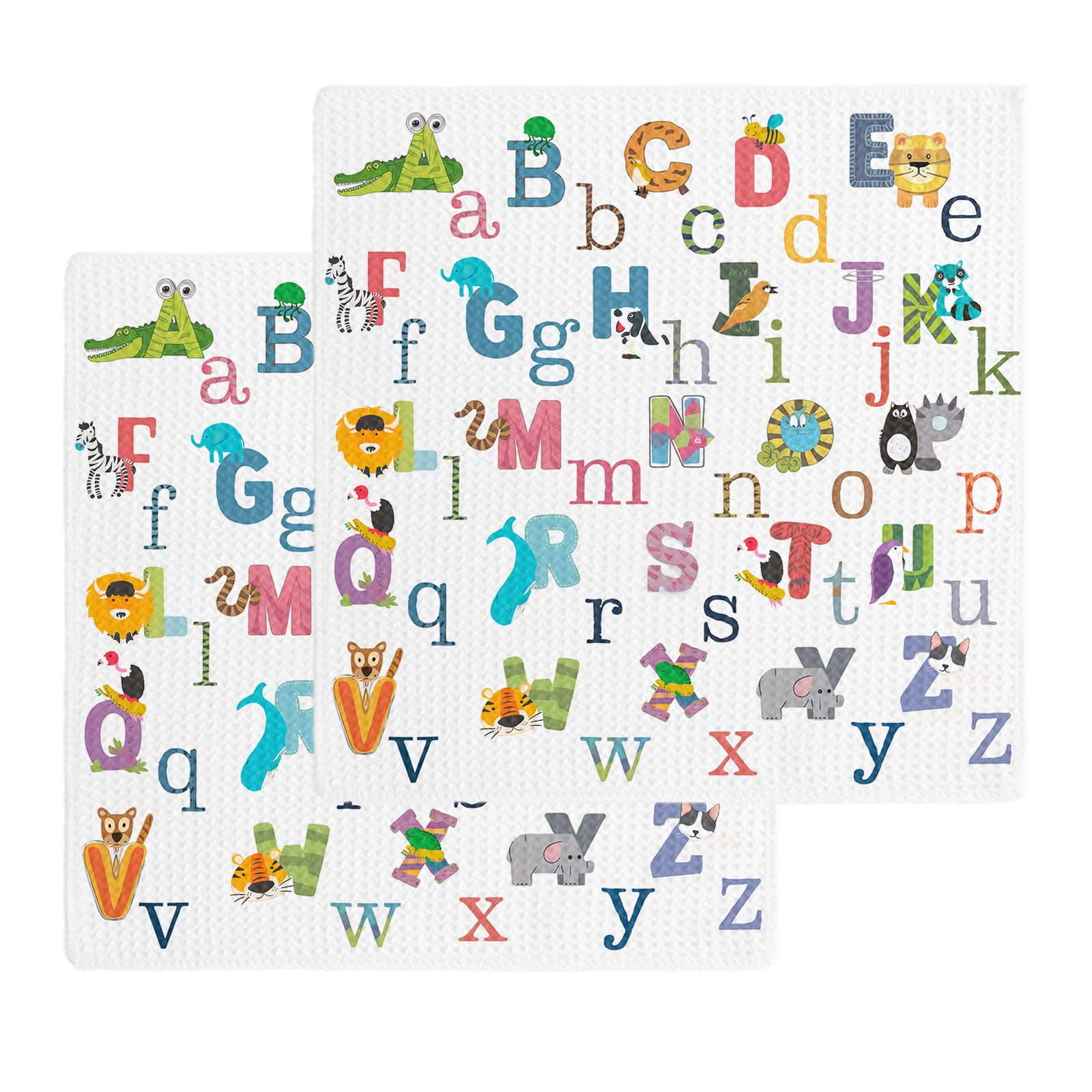 Colorful Alphabet Kitchen Dish Towels for Drying Dishes Set of 2 ...