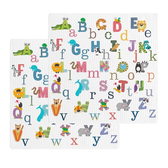 Colorful Alphabet Kitchen Dish Towels for Drying Dishes Set of 2 ...