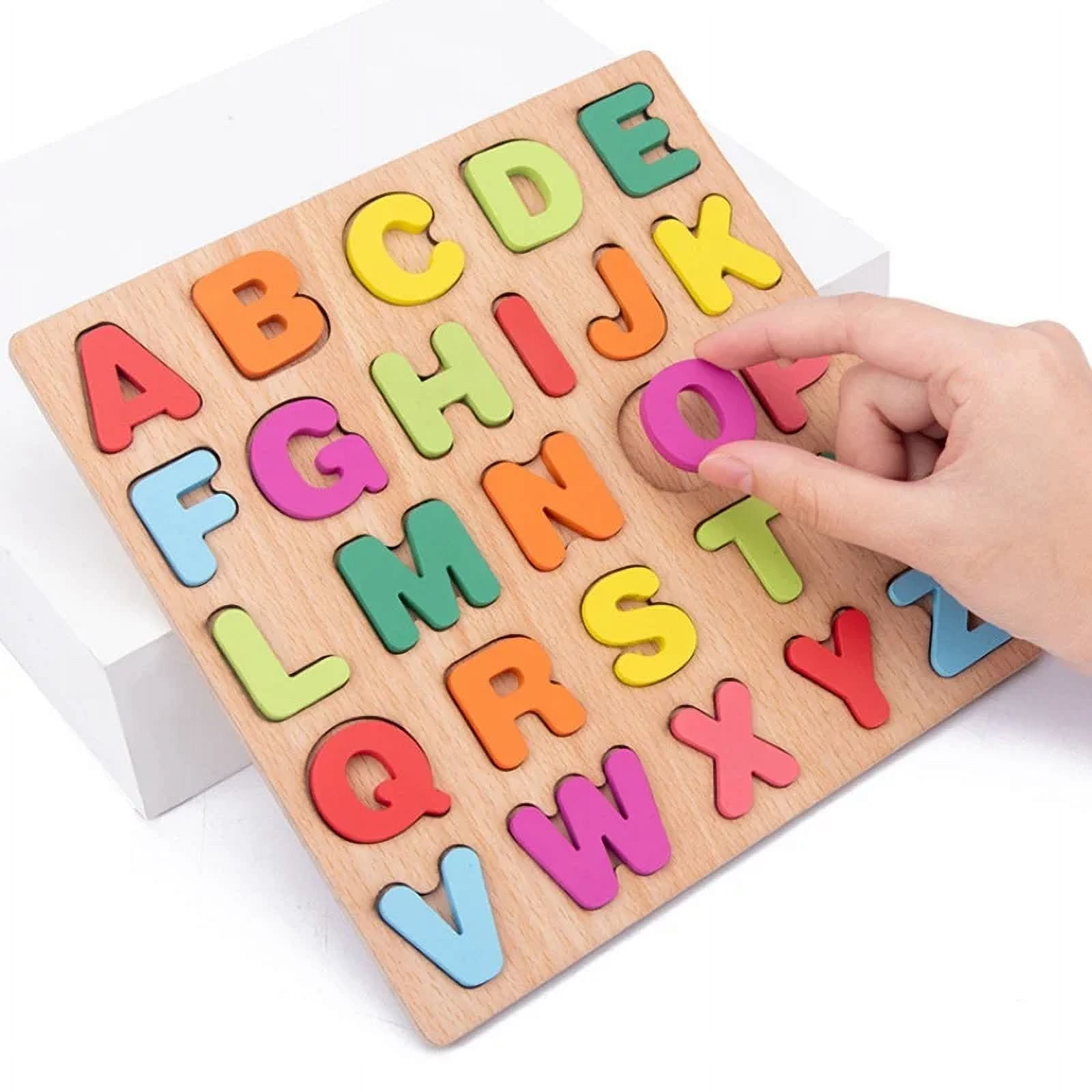 Colorful Alphabet Number Wood Puzzles Kids Intellint Matching me ...