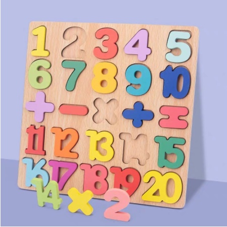Colorful Alphabet Number Wooden Puzzles Kids Intelligent Matching Game ...