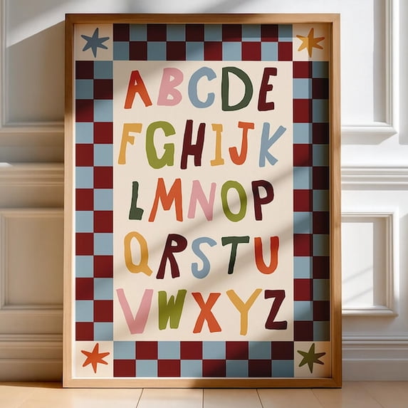 Colorful Alphabet Poster | Playroom Wall Art | Vintage Nursery Decor ...