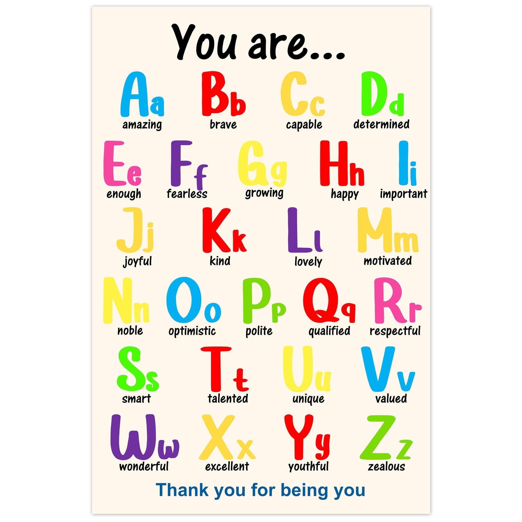 Colorful Alphabet Poster Print for Kids, Uppercase and Lowercase ...