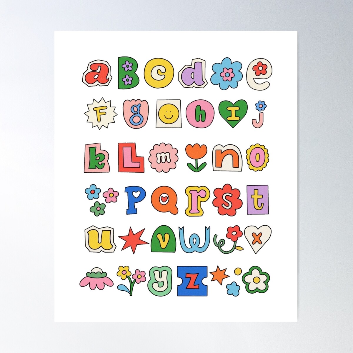 Colorful Alphabet Poster Wall Art, Modern Wall Decor For Living Room ...