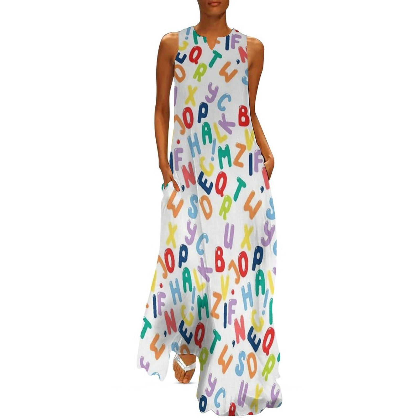 Colorful Alphabet Print Long Dress dress women summer dress for women ...