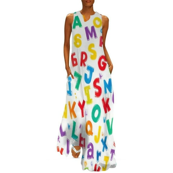 Colorful Alphabet Print Long Dress luxury evening dresses women ...
