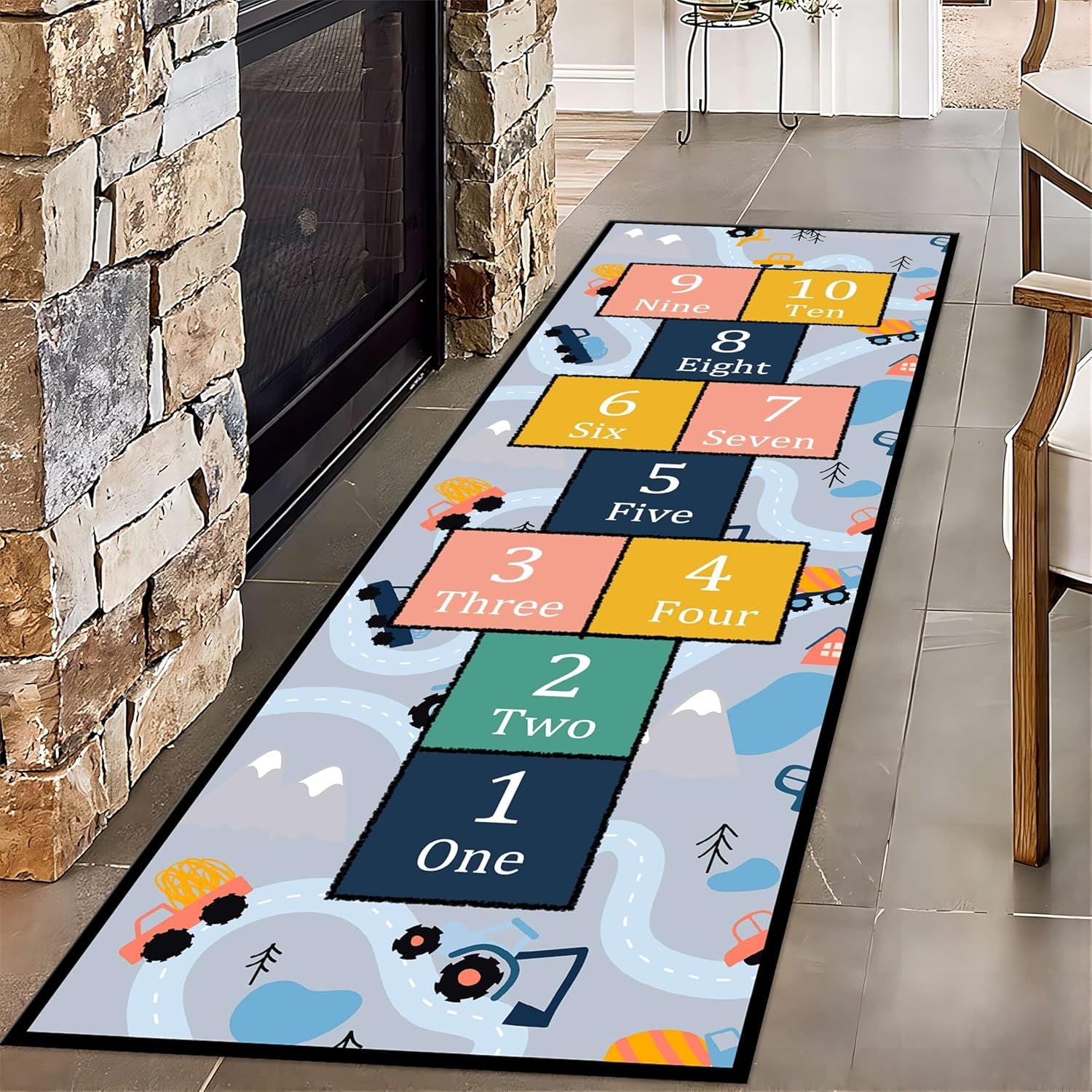 Colorful Alphabet Runner Rug Cartoon Letter Children's Non-Slip Play ...