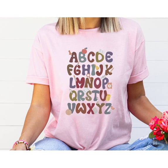 Colorful Alphabet Tshirt ABC Shirt PreK Teacher Shirt Gift - Walmart.com