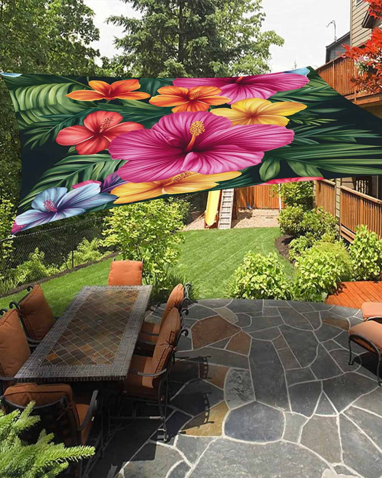 Colorful Althea Waterproof Sun Shade Sail Watercolor Flowers Tropical ...