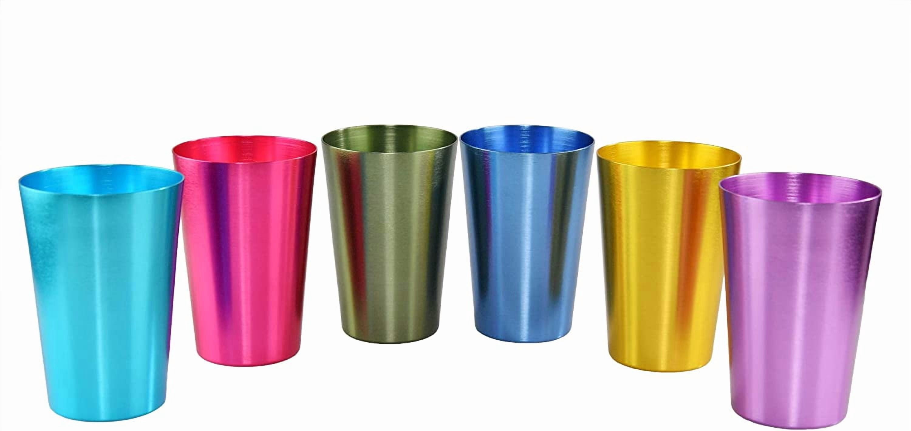 Colorful Aluminum Drinking Cups Set of 6, Colored Metal Tumblers ...