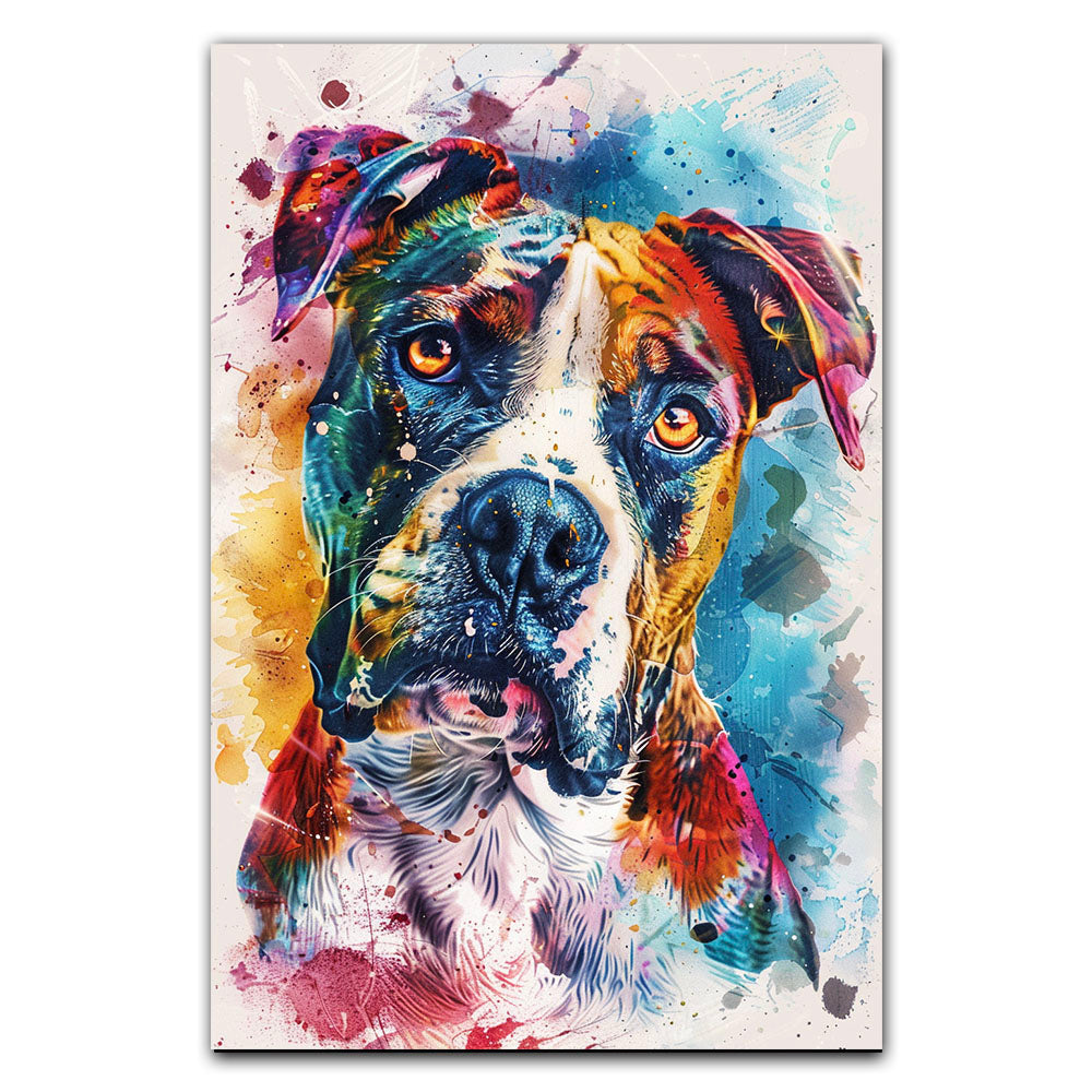 Colorful American Bulldog Wall Art Abstract Dog Posters Animal Canvas ...