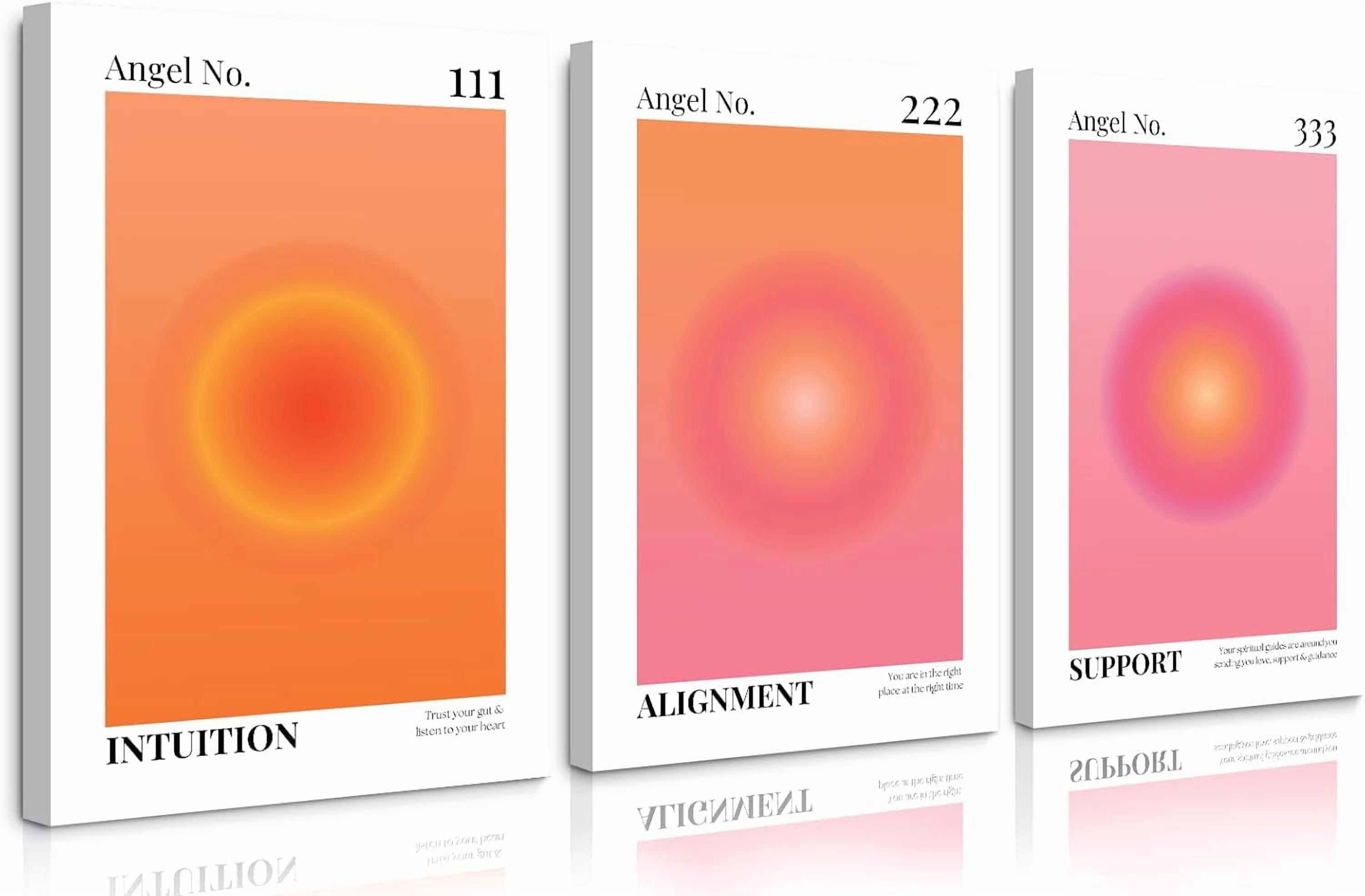 Colorful Angel Number Aura Poster Set of 3 Spiritual Posters Canvas ...