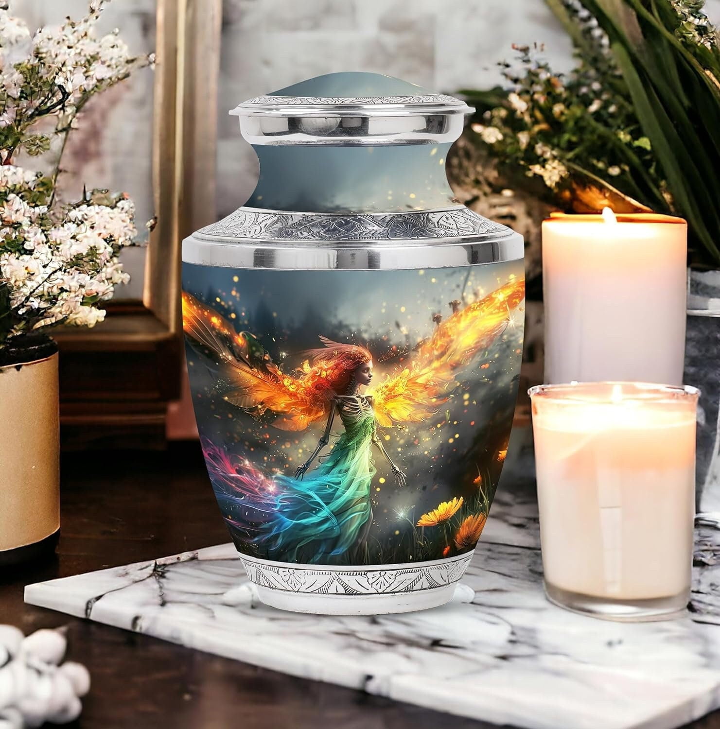 Colorful Angel Wing Urn for Human Ashes, Memorial Urn, Decorative ...