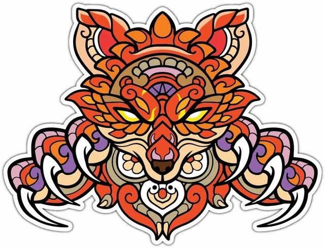 Colorful Angry Fox Zentangle Mandala Car Window Stickerphone Decal ...
