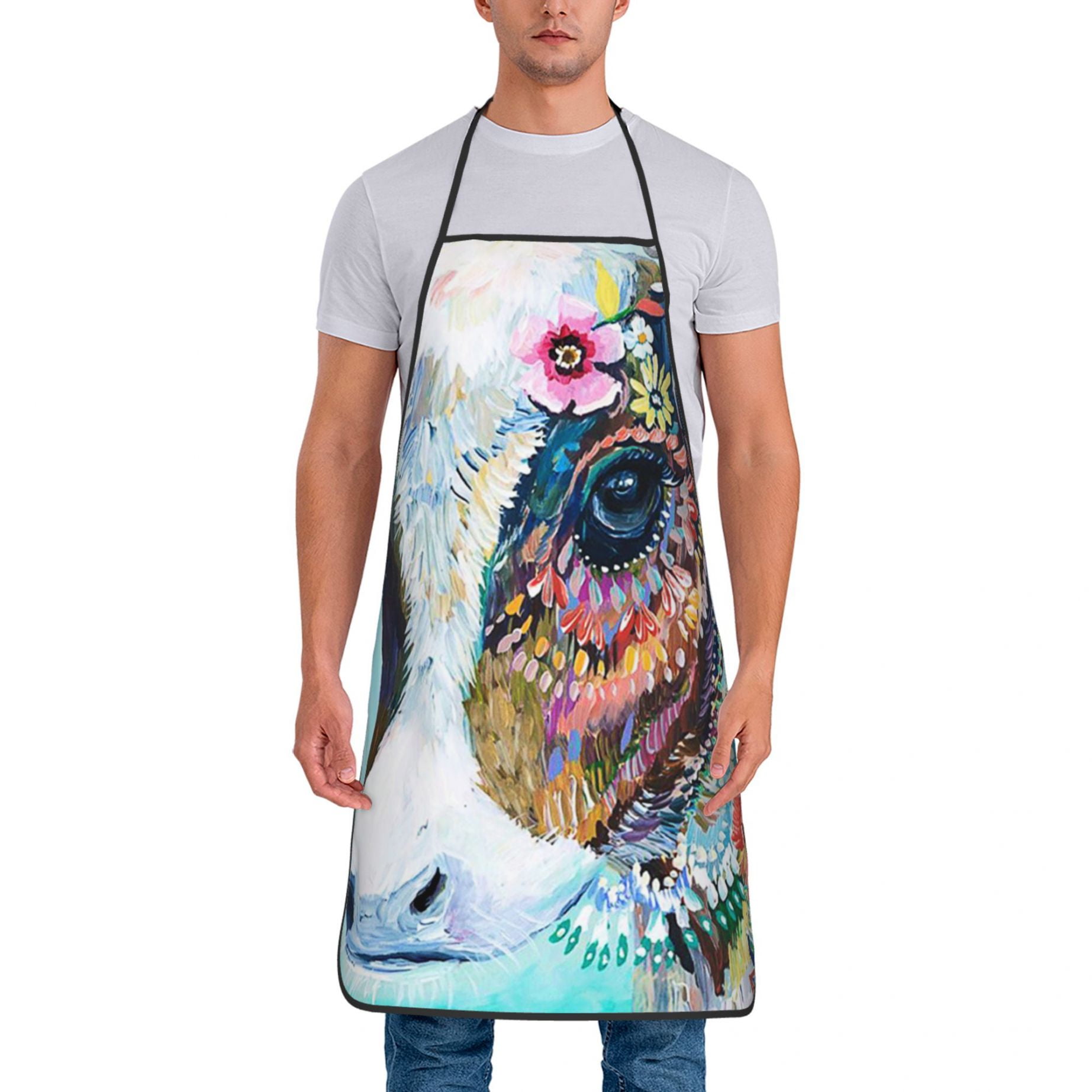 Colorful Animal Cow Aprons for Women Men Waterproof Apron Kitchen Chef ...