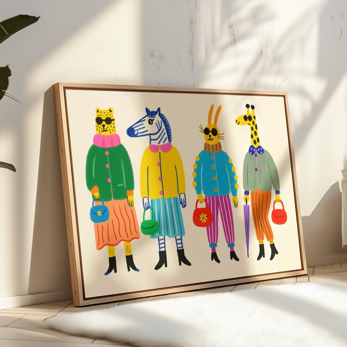 Colorful Animal Fashion Print – Stylish Dressed Animals Wall Art, Fun ...